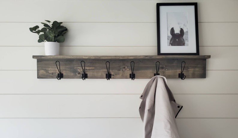 Wall Coat Rack With Shelf Wall Mounted Coat Rack With Shelf - Etsy