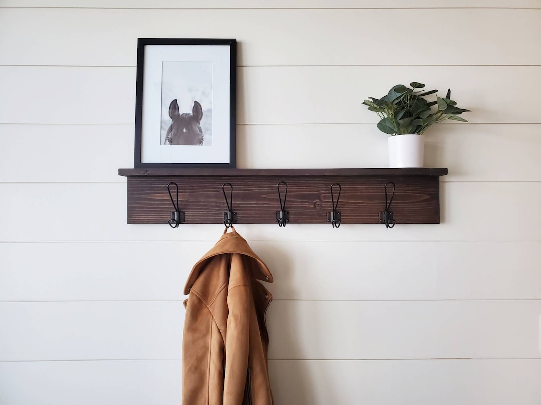 Wall Coat Rack With Shelf, Wall Mounted Coat Rack With Shelf, Rustic ...