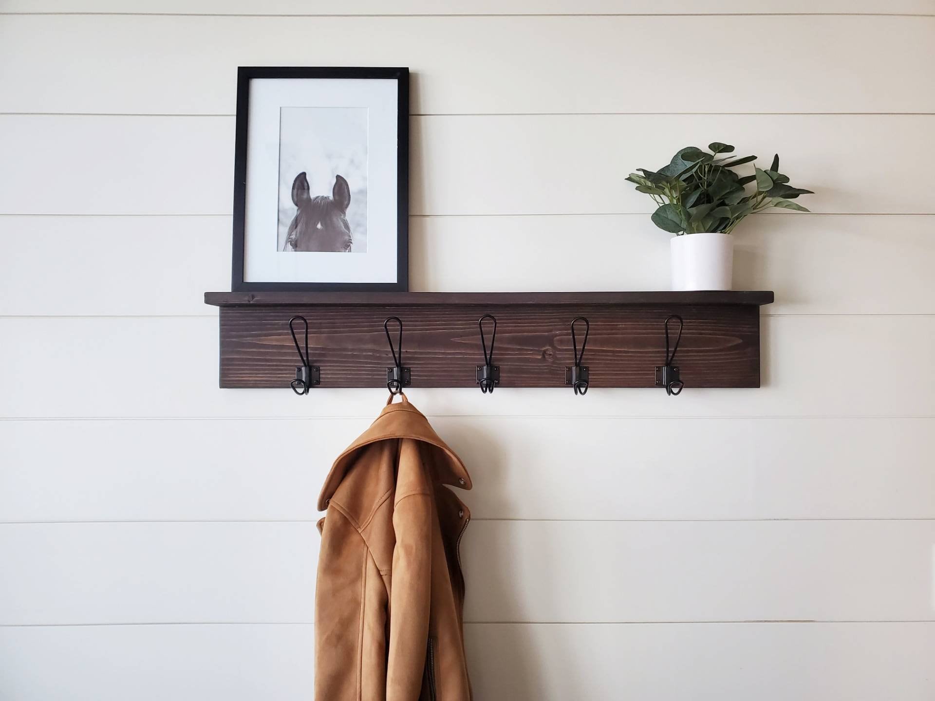 Wall Coat Rack With Shelf, Wall Mounted Coat Rack With Shelf, Rustic ...