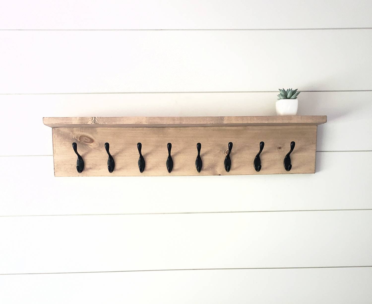 Multi Hook Rack Farmhouse Coat Rack Wall Coat Hanger Shelf - Etsy