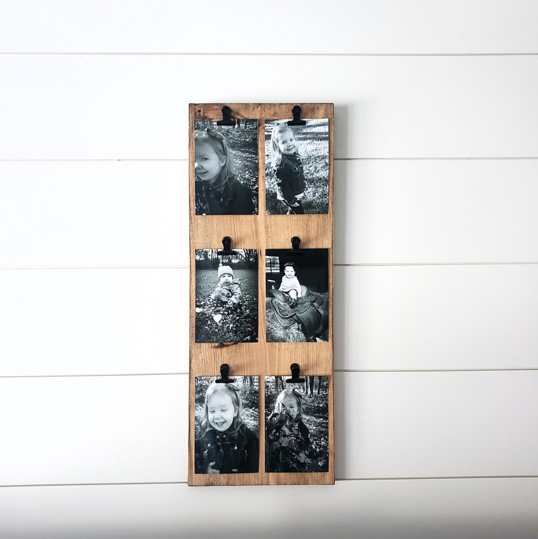 Wood Photo Board, Picture Collage, Rustic Picture Frames, Photo Display ...