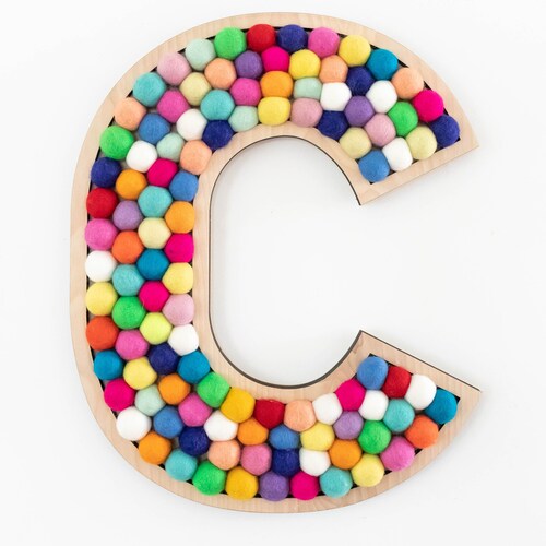 Rainbow Felt Ball Initial Letter | Etsy
