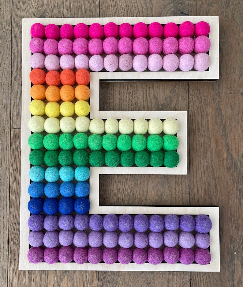 Rainbow Felt Ball Initial Letter | Etsy