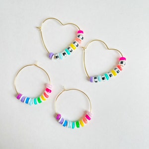 Small Rainbow Beaded Hoops - Etsy