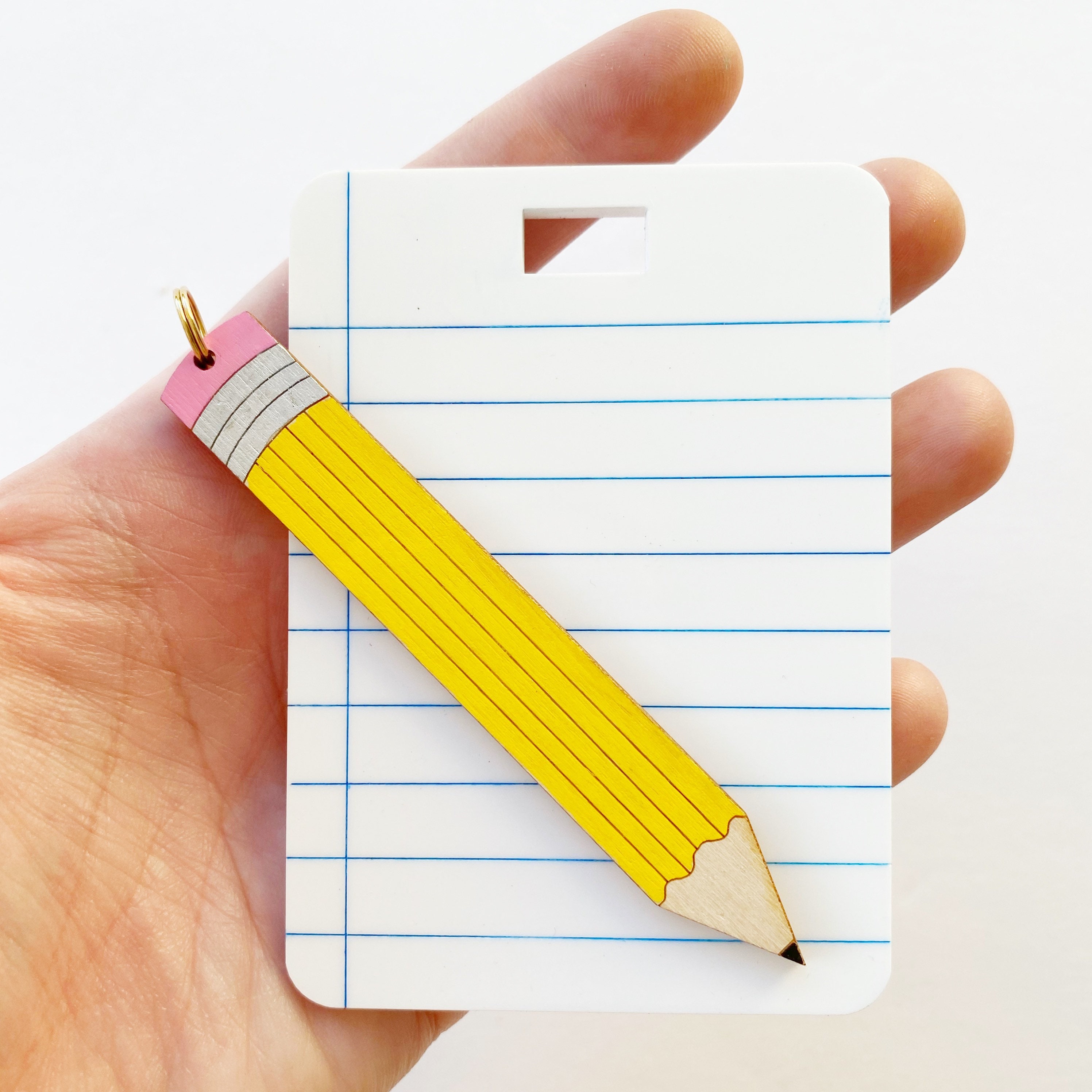 Teacher Notebook Name Tag With Pencil | Etsy