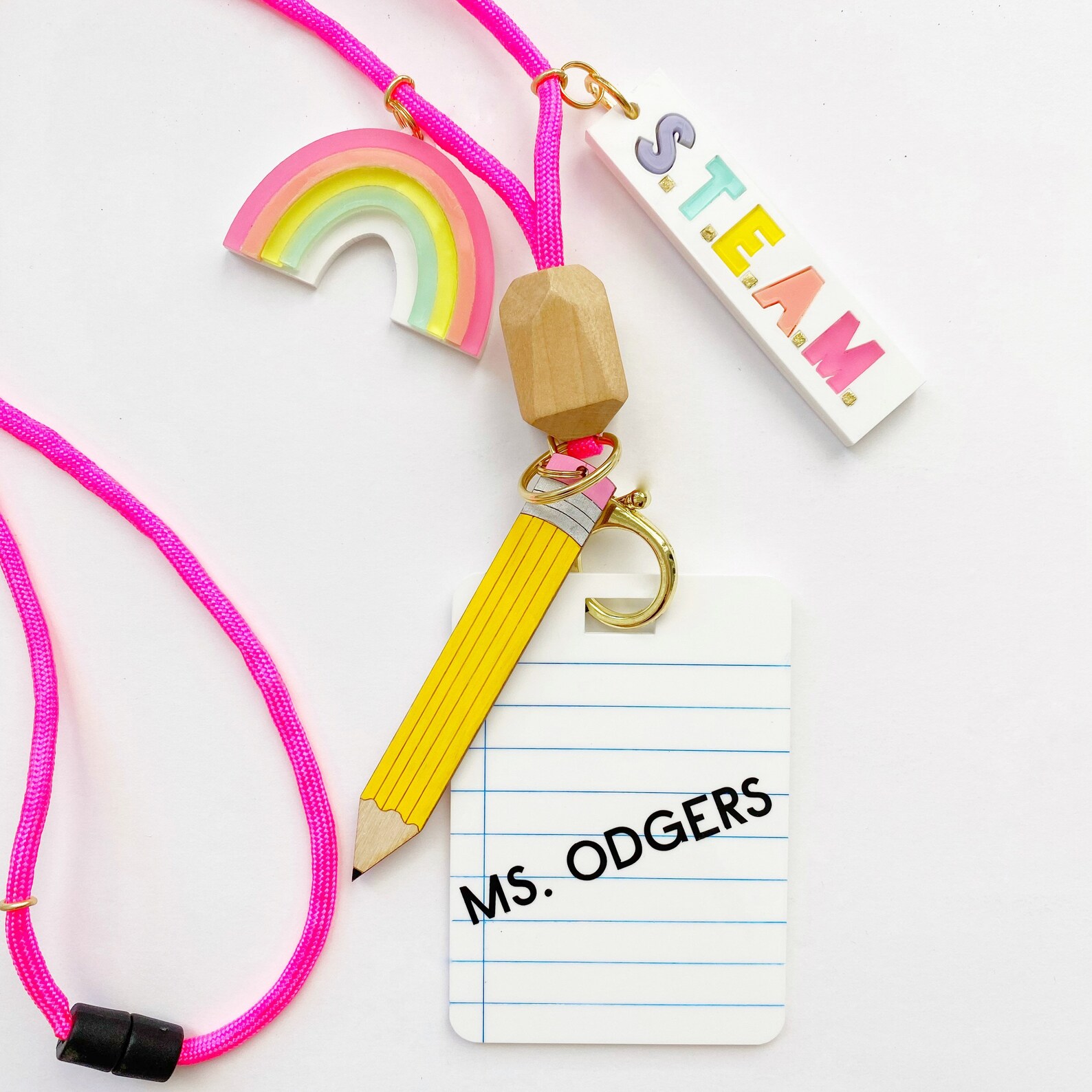 Teacher Notebook Name Tag With Pencil | Etsy