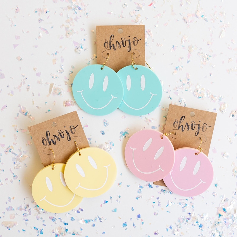 Smiley Face Earrings - Etsy