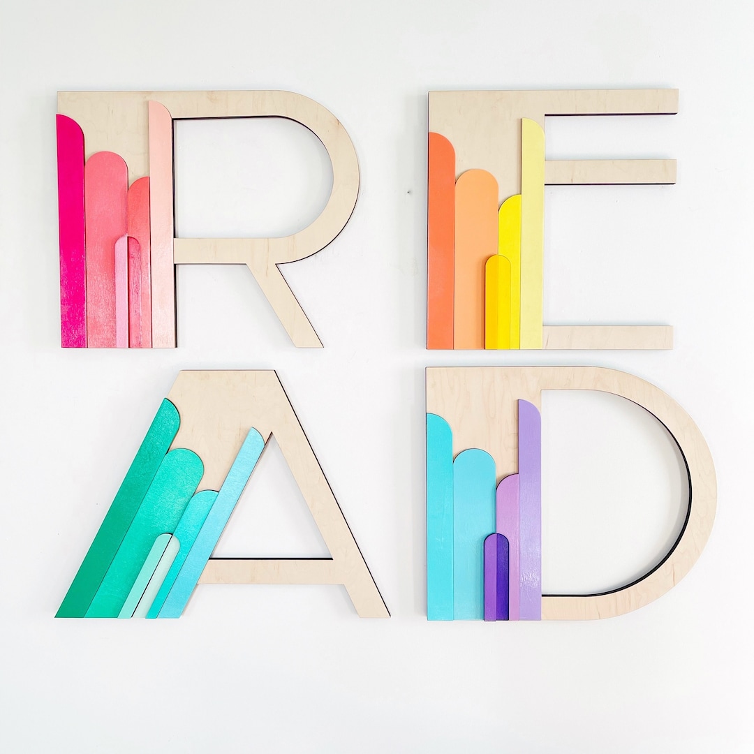 Art Deco Rainbow READ Letters - Etsy