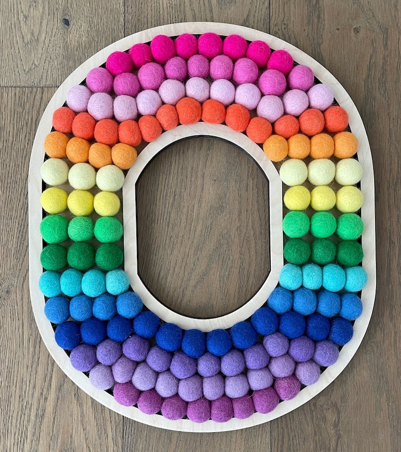 Rainbow Felt Ball Initial Letter - Etsy