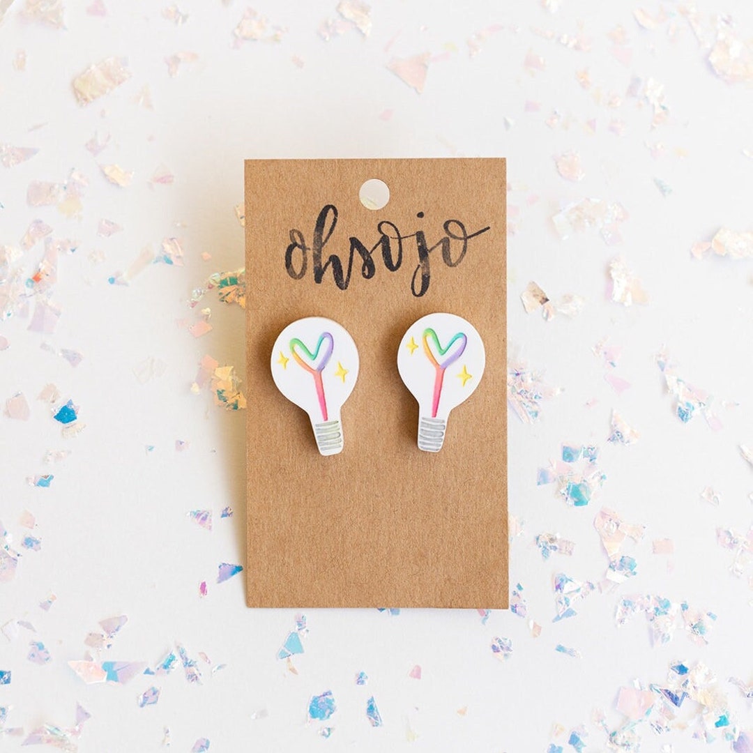 Rainbow Light Bulb Stud Earrings - Etsy