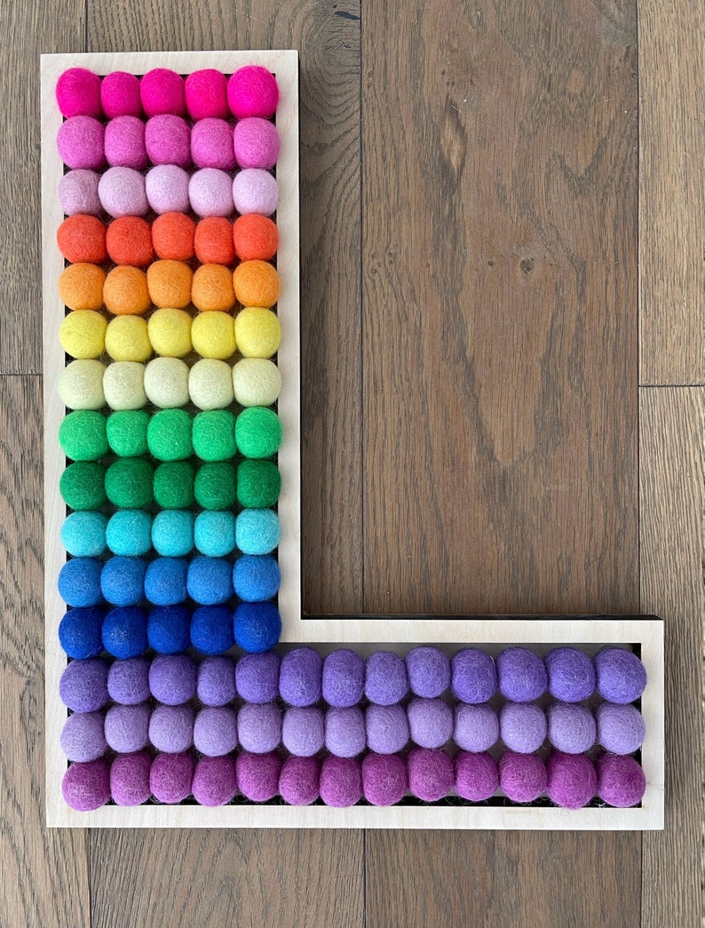 Rainbow Felt Ball Initial Letter | Etsy