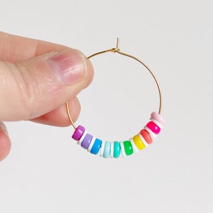 Small Rainbow Beaded Hoops - Etsy