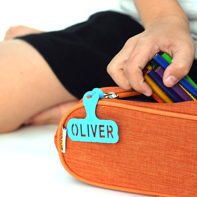 Personalized labels for pencil case. Name tag for pouch for | Etsy