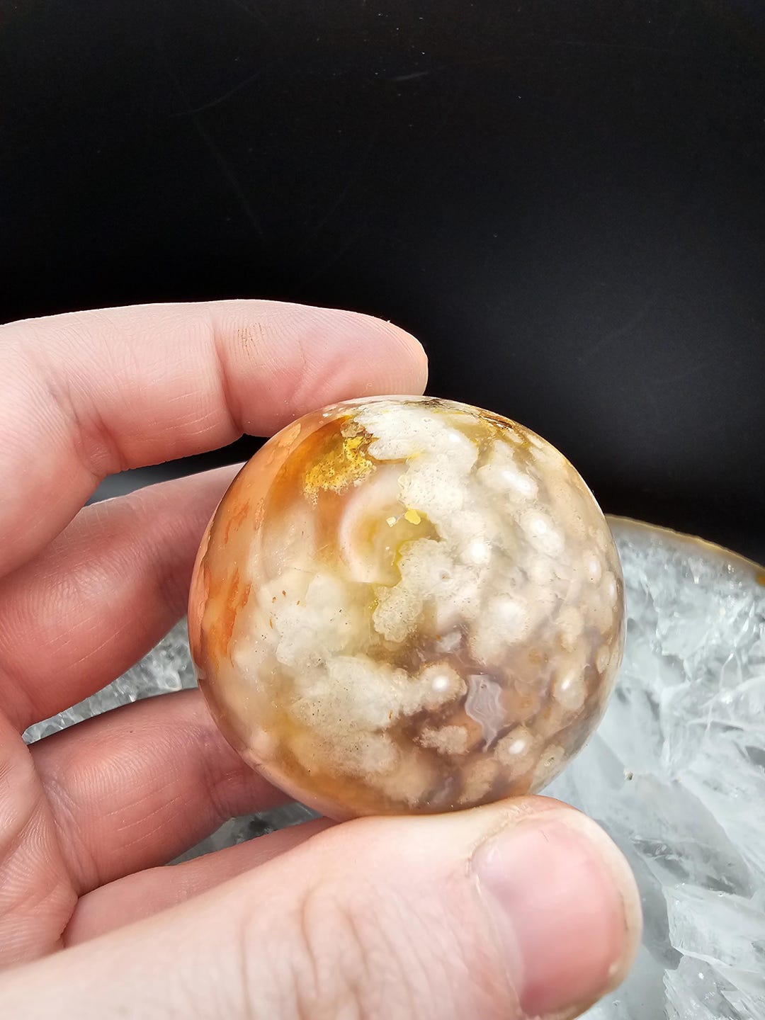 Small Flower Agate Orbs - Etsy