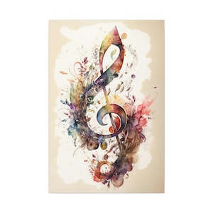 Musical Note Watercolor Canvas Ready to Hang Large Print, Musician Art ...