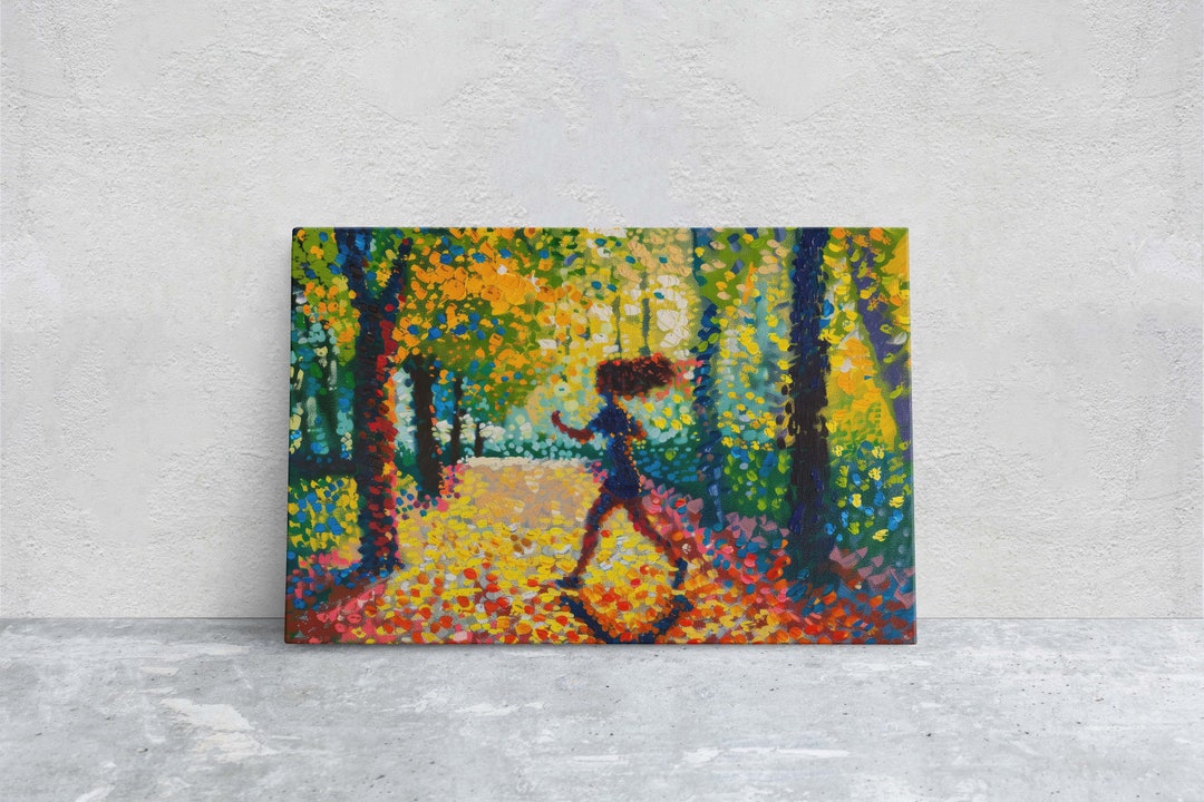 Running Painting,park Art, Pointillism, Womens Sports, Girls Sports ...
