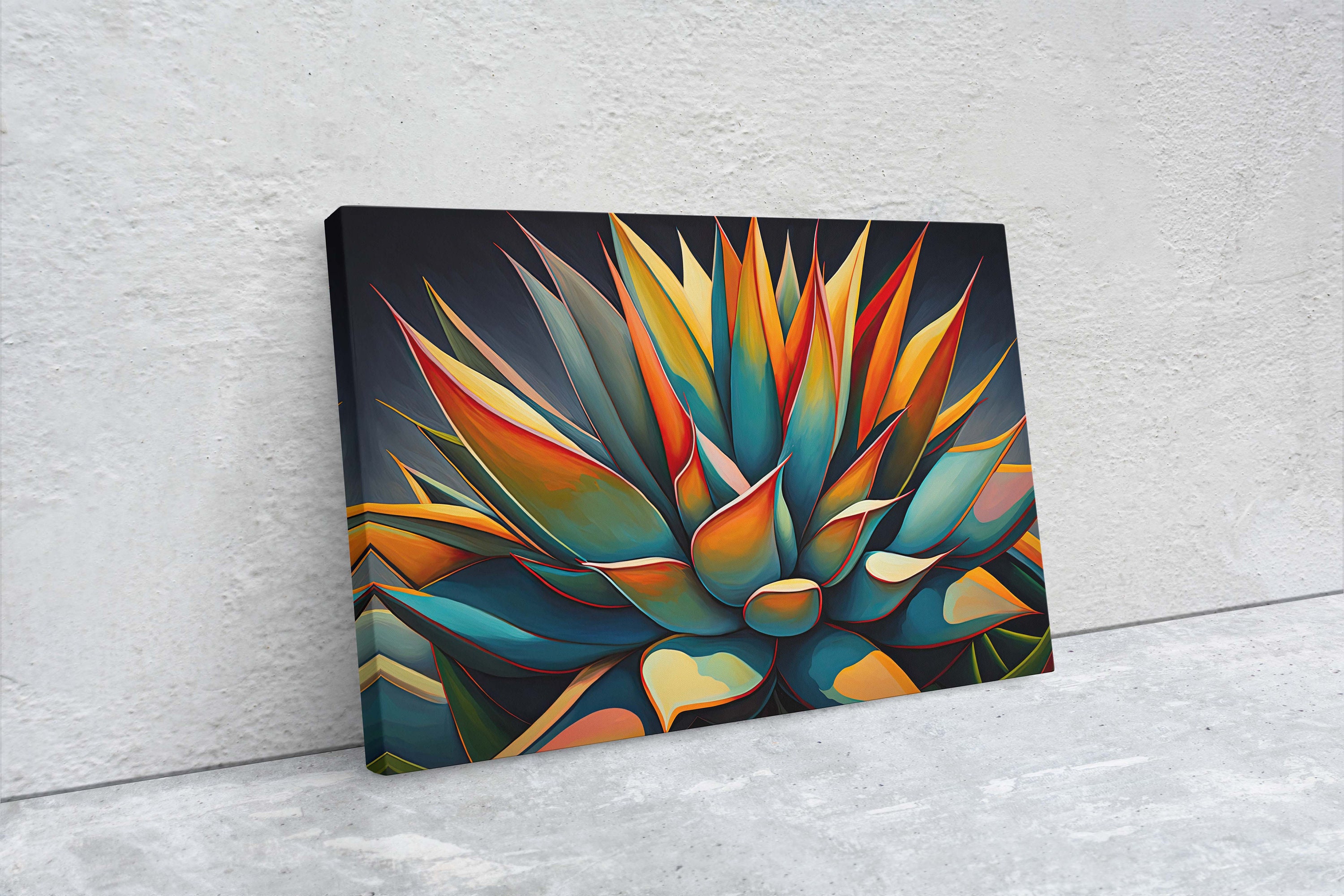 Agave Cactus Art Modern Colorful Plant Decor Contemporary - Etsy