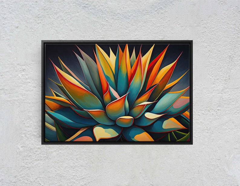 Agave Cactus Art Modern Colorful Plant Decor Contemporary - Etsy