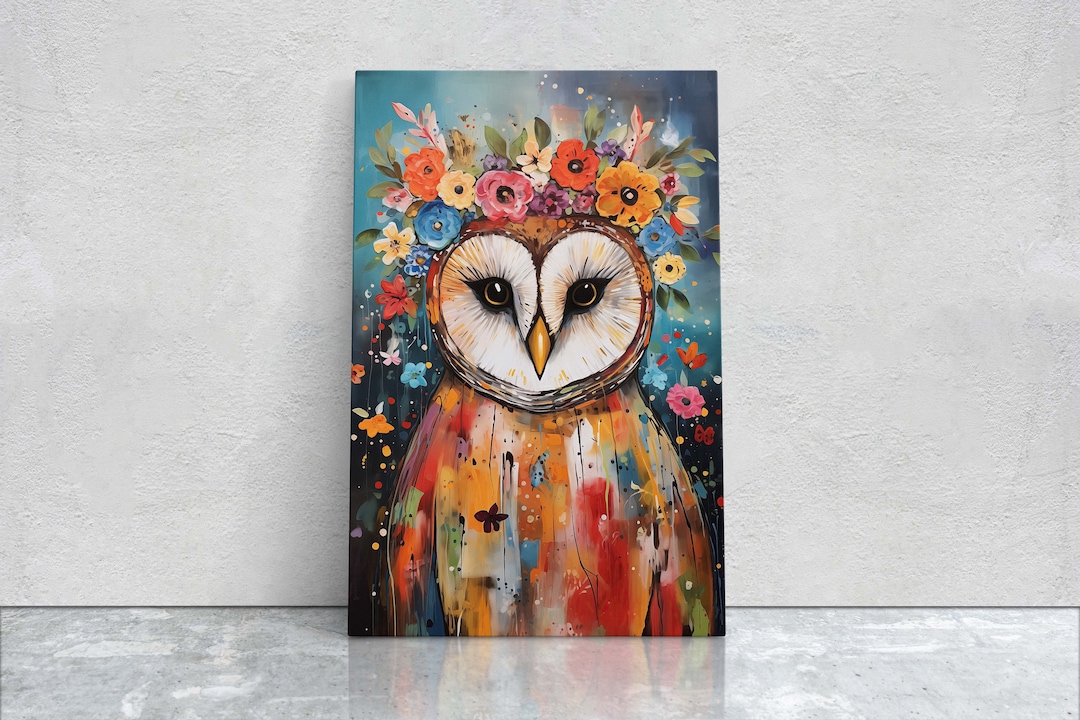 Owl Canvas Art, Modern Colorful, Contemporary Art, Ready to Hang, Large ...