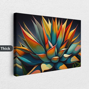 Agave Cactus Art Modern Colorful Plant Decor Contemporary - Etsy