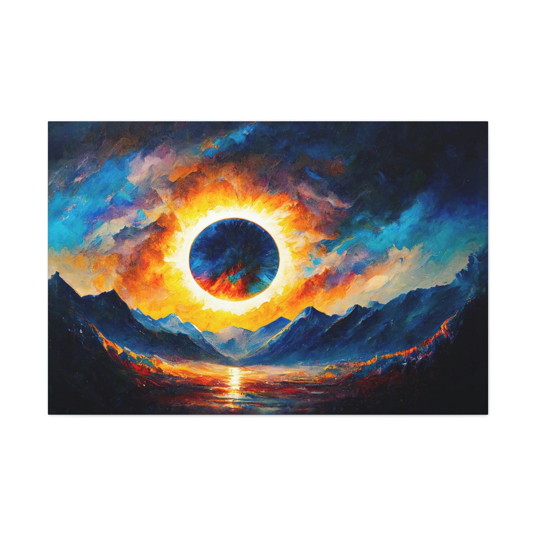 Solar Eclipse Canvas Art Ready to Hang | Sci Fi | Man Cave - Etsy
