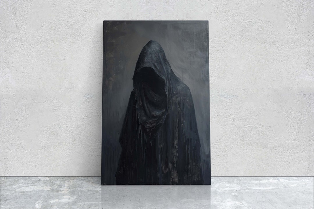 Figure of Death, Dark Robed Figure, Creepy Painting, Gothic Art, Dark ...