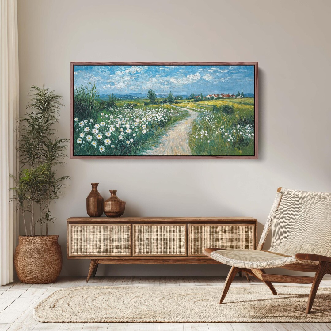Countryside Road Art, Vintage Road Painting, Dirt Road, Field Painting ...