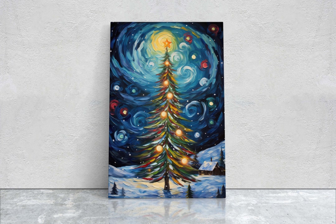 Starry Christmas Tree, Starry Night, Christmas Painting, Xmas Decor ...