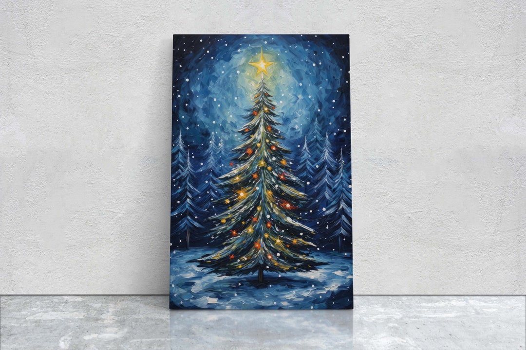 Starry Christmas Tree, Starry Night, Christmas Painting, Xmas Decor ...