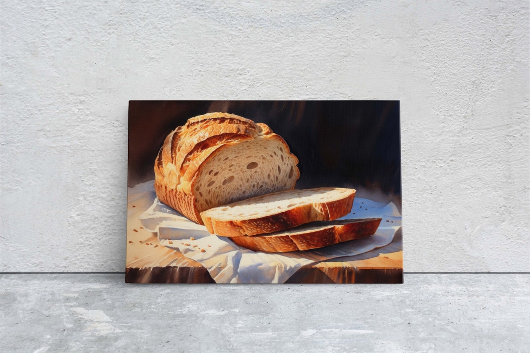 Bread Painting, Still Life, Loaf of Bread, Kitchen Decor, Dining Room ...