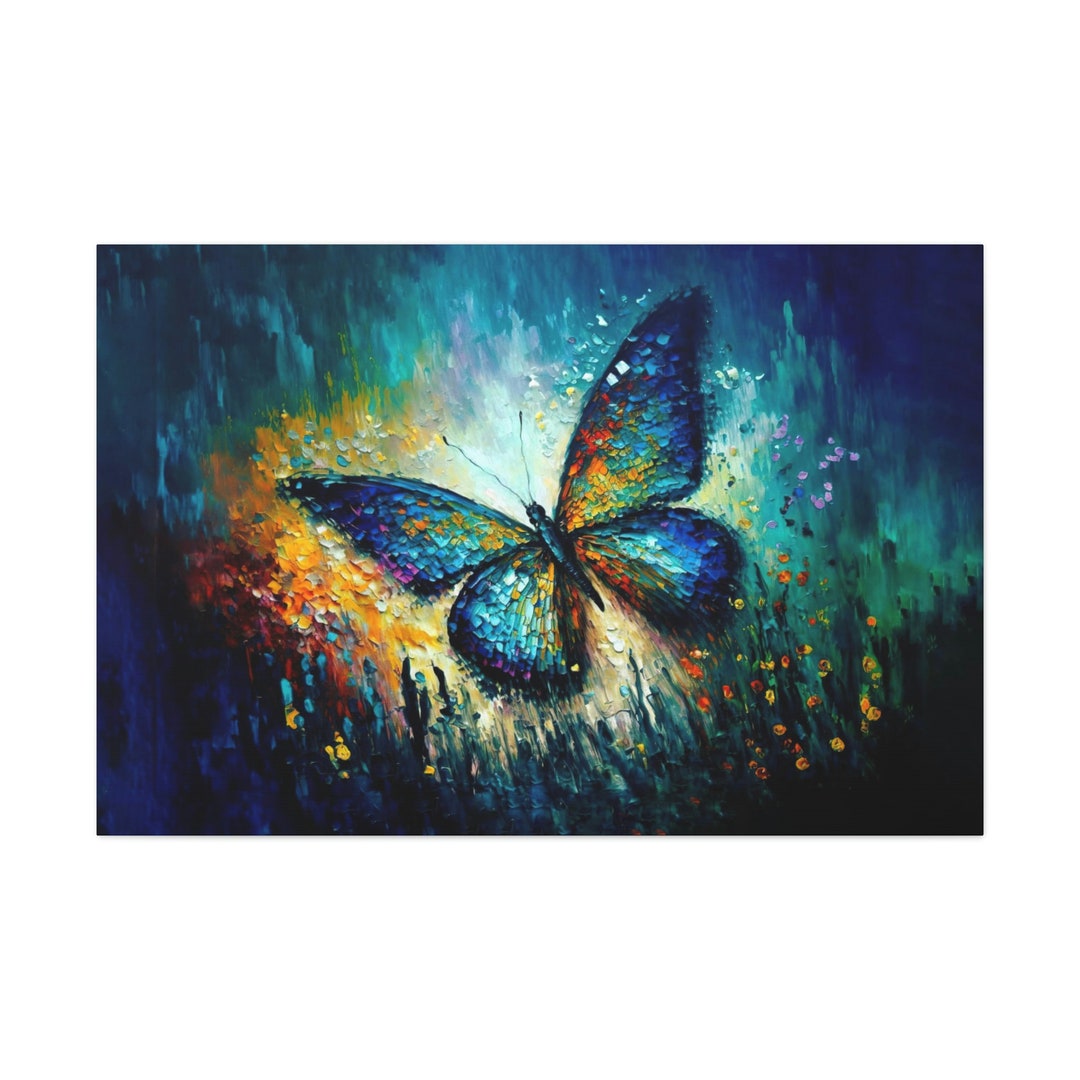 Colorful Butterfly Canvas Art Ready to Hang, Oil Painting, Fantasy ...