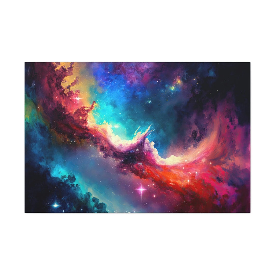 Colorful Nebula Canvas Art Ready to Hang Large Print, Night Sky, Star ...