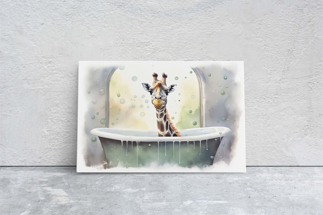 Giraffe Bath, Giraffe in Bathtub, Bathroom Decor, Kids Bath, Powder ...