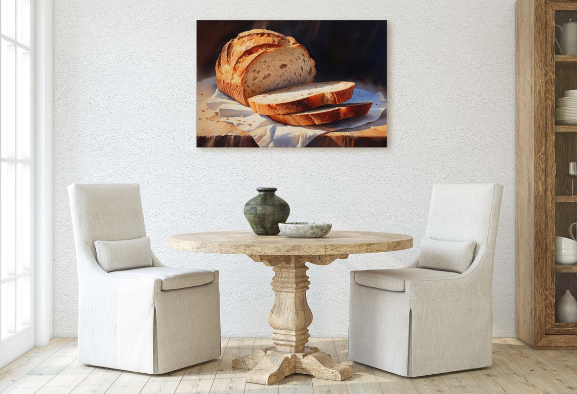 Bread Painting, Still Life, Loaf of Bread, Kitchen Decor, Dining Room ...