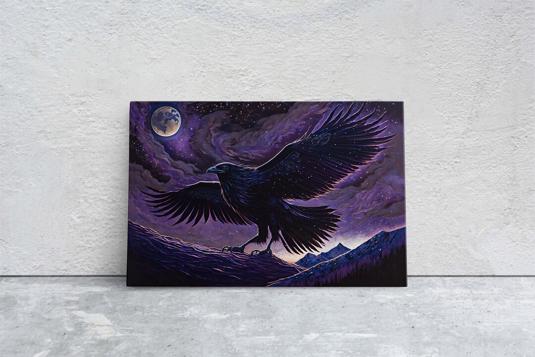 Raven Purple, Night Sky, Abstract Surreal, Ready to Hang, Large Print ...