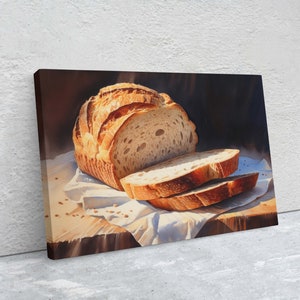 Bread Painting, Still Life, Loaf of Bread, Kitchen Decor, Dining Room ...
