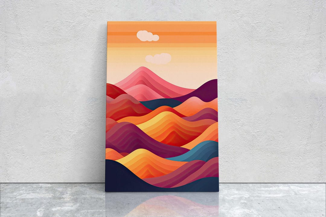 Sunset Mountain Canvas Print - Vibrant Colors, Modern Wall Decor - Etsy