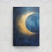 Moon Canvas Painting: Gold and Indigo Night Sky (minimalist Decor) - Etsy