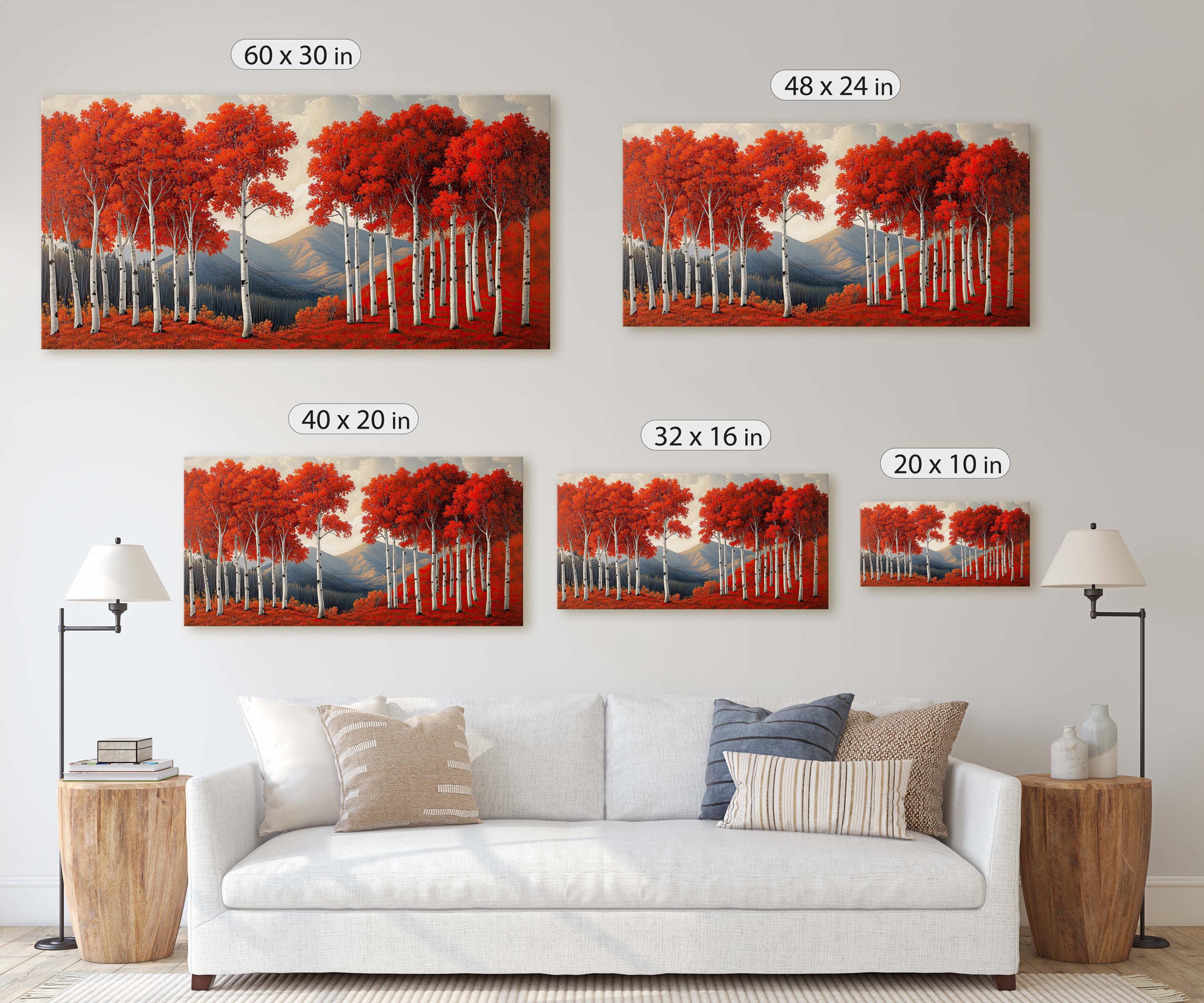 Red Aspen Tree Art, Fall Tree Painting, Mountain Aspens, Autumn Colors ...