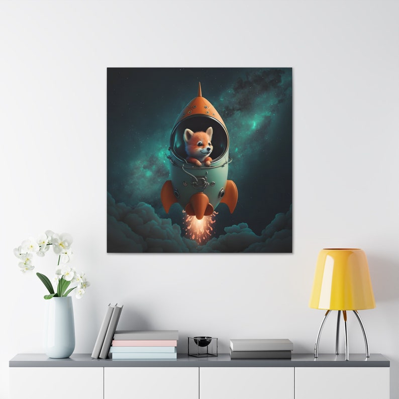 Fox Rocket Ship Canvas - Etsy
