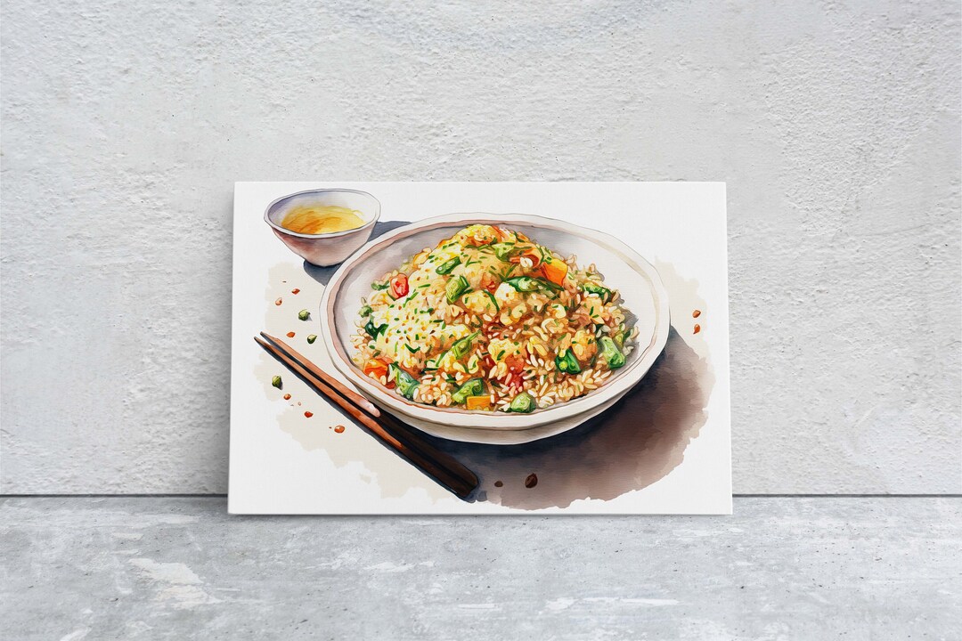 Fried Rice Watercolor, Chinese Food, Restaurant Art, Asian Cuisine ...