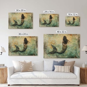 Mermaid in Solitude, Nautical Artwork, Ocean Decor, Mythical Creature ...