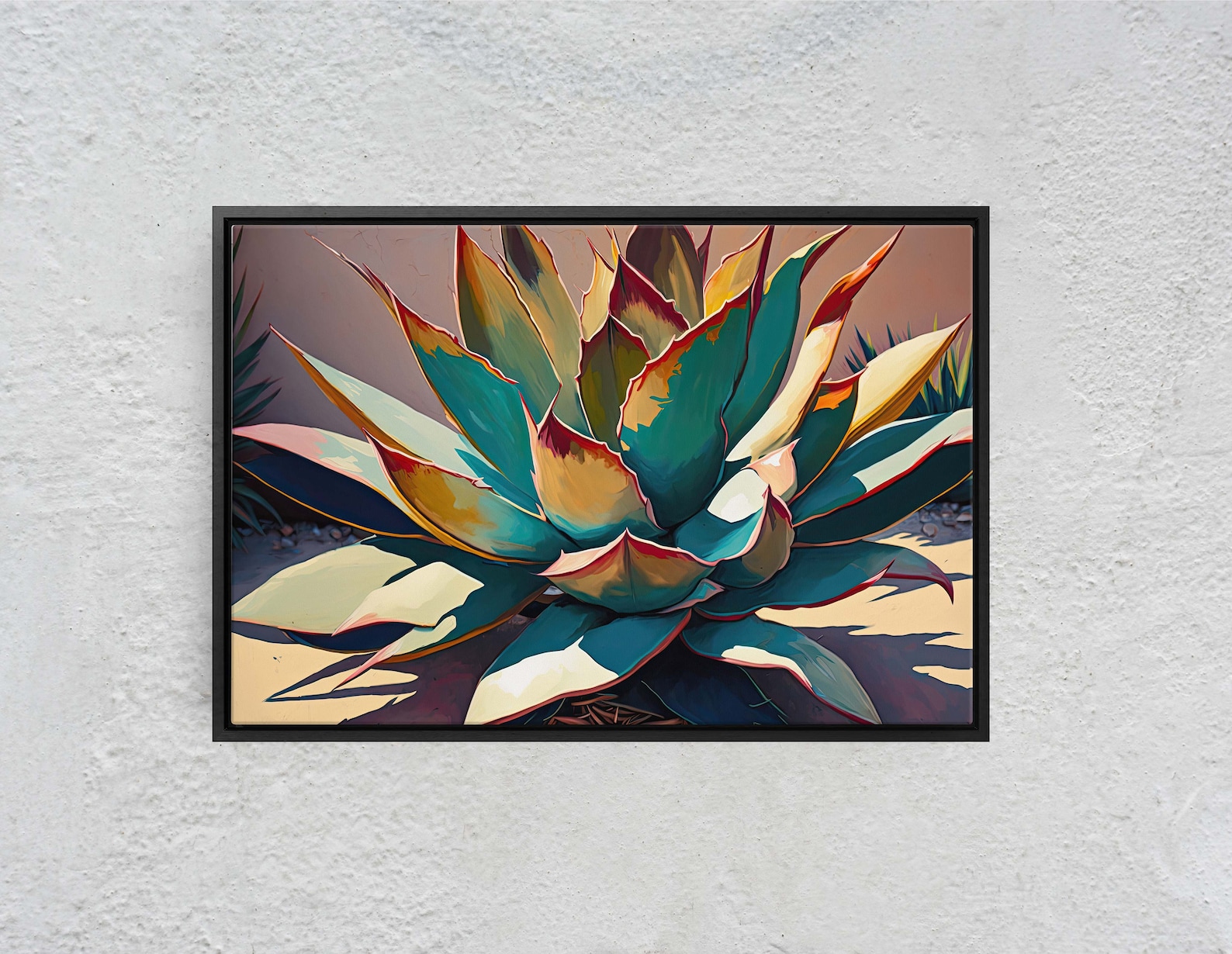 Agave Cactus Art, Modern Colorful, Plant Decor, Contemporary Art, Ready ...