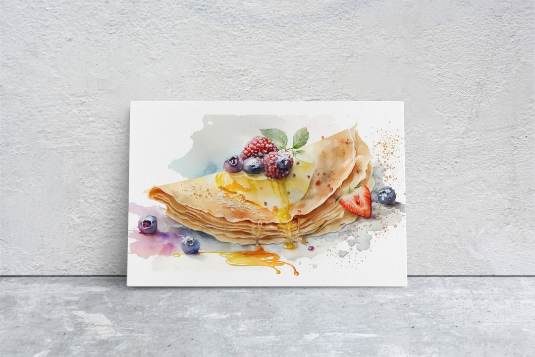 Crepes, French Pastry, Ready to Hang, Large Print, Watercolor Painting ...