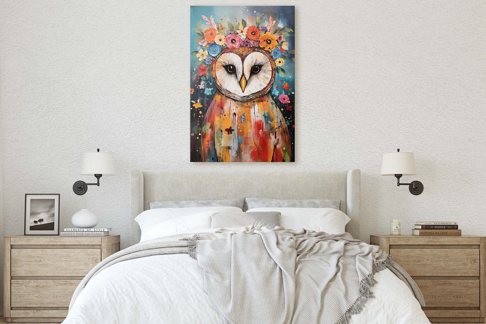 Owl Canvas Art, Modern Colorful, Contemporary Art, Ready to Hang, Large ...