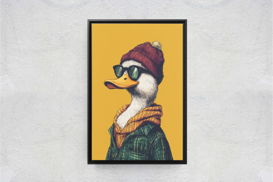 Hipster Duck, Pop Art, Modern Decor, Street Art, Framed Print, Animal ...