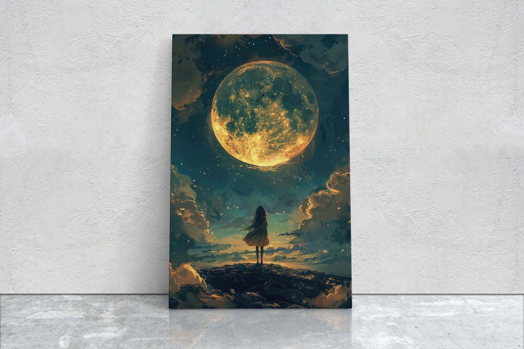 Traveler Moon, Full Moon, Woman Moonlit, Gold Moon, Cloudy Sky ...