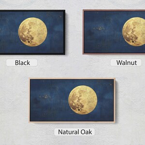 Indigo Gold Moon, Full Moon Art, Moon Landscape, Contemporary Art ...
