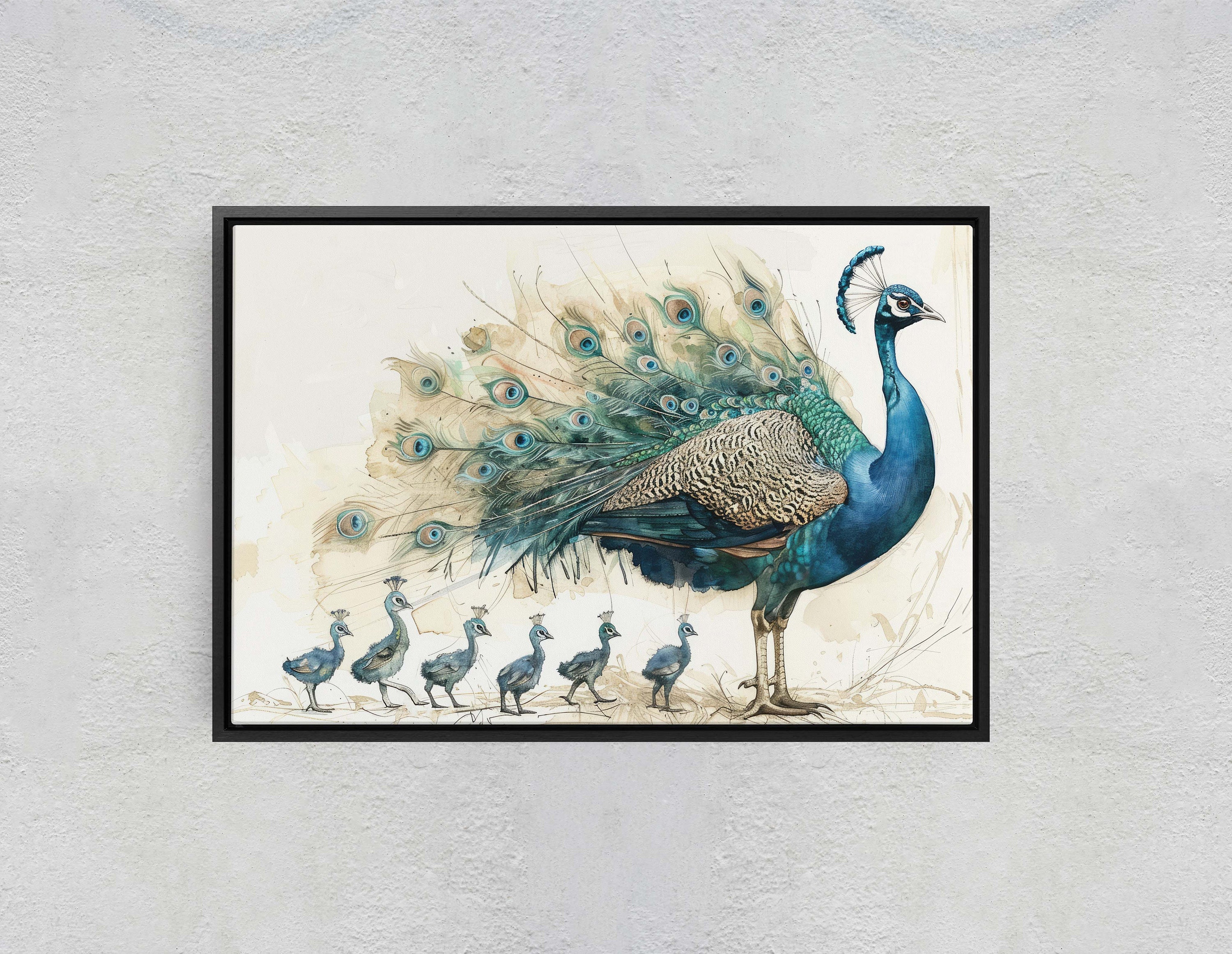 Peacock Family, Peacock Painting, Bird Family, Mom and Kids, Children ...