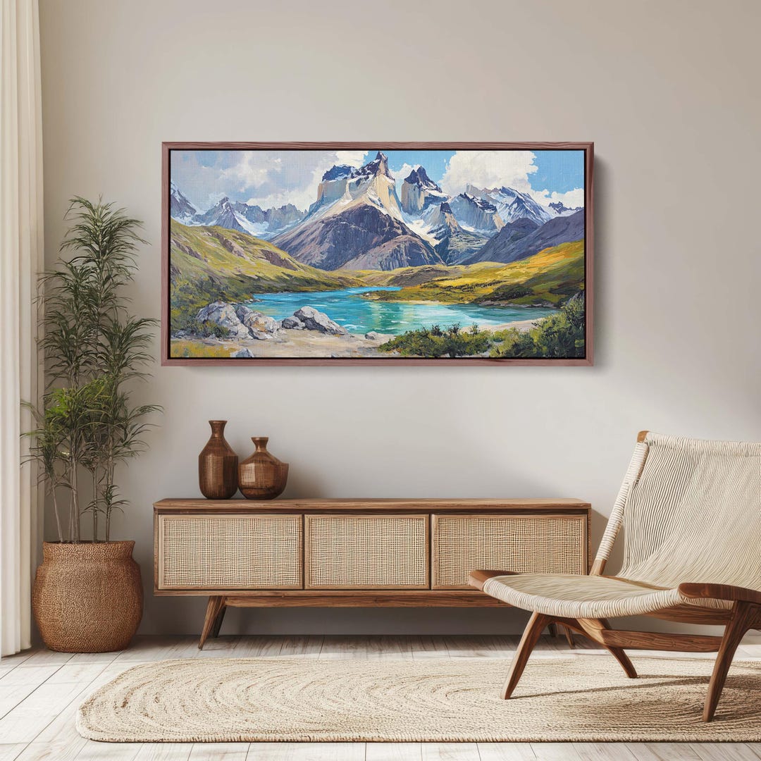 Torres Del Paine Art, Chile Painting, Mountain Lake Art, Nature ...